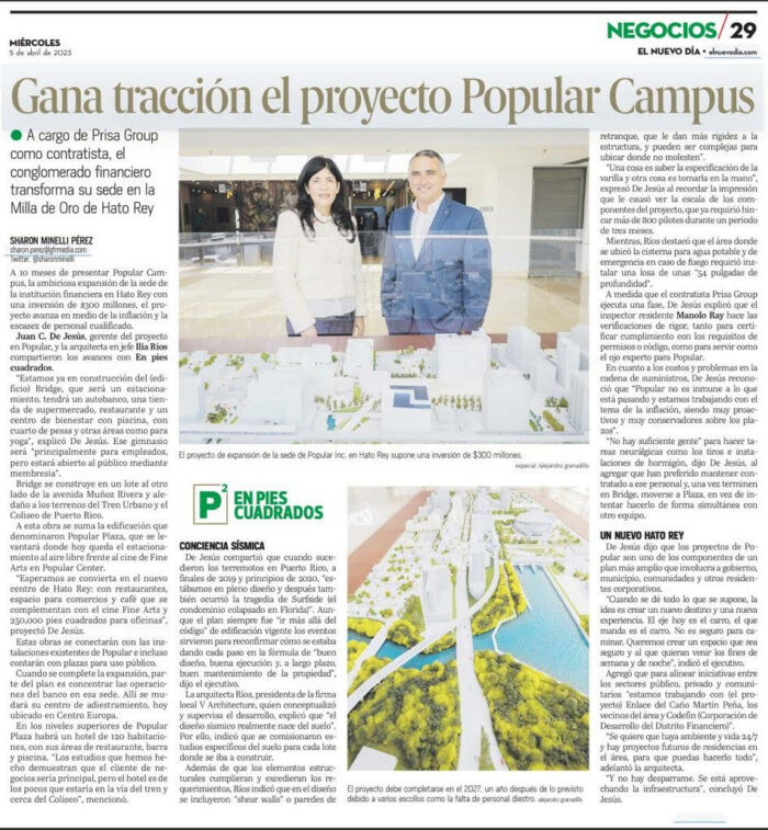 Popular Campus progress grabs the attention of El Nuevo Día - V ...